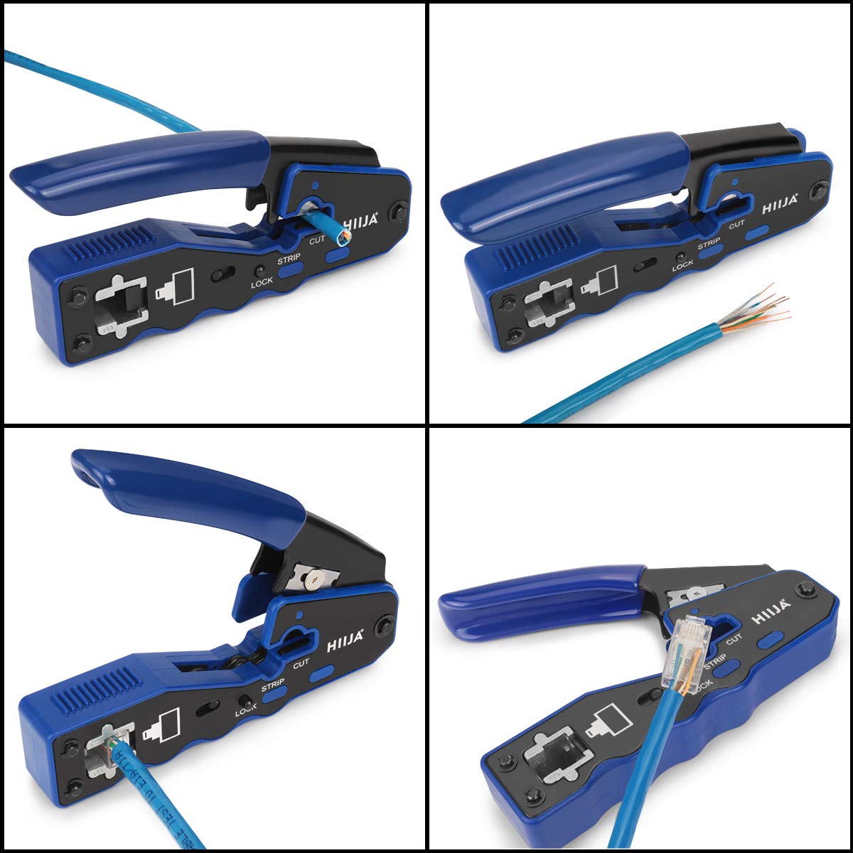 Hiija LAN Network Cable Tester + RJ45 Crimp Tool Pass Through CAT6 ...