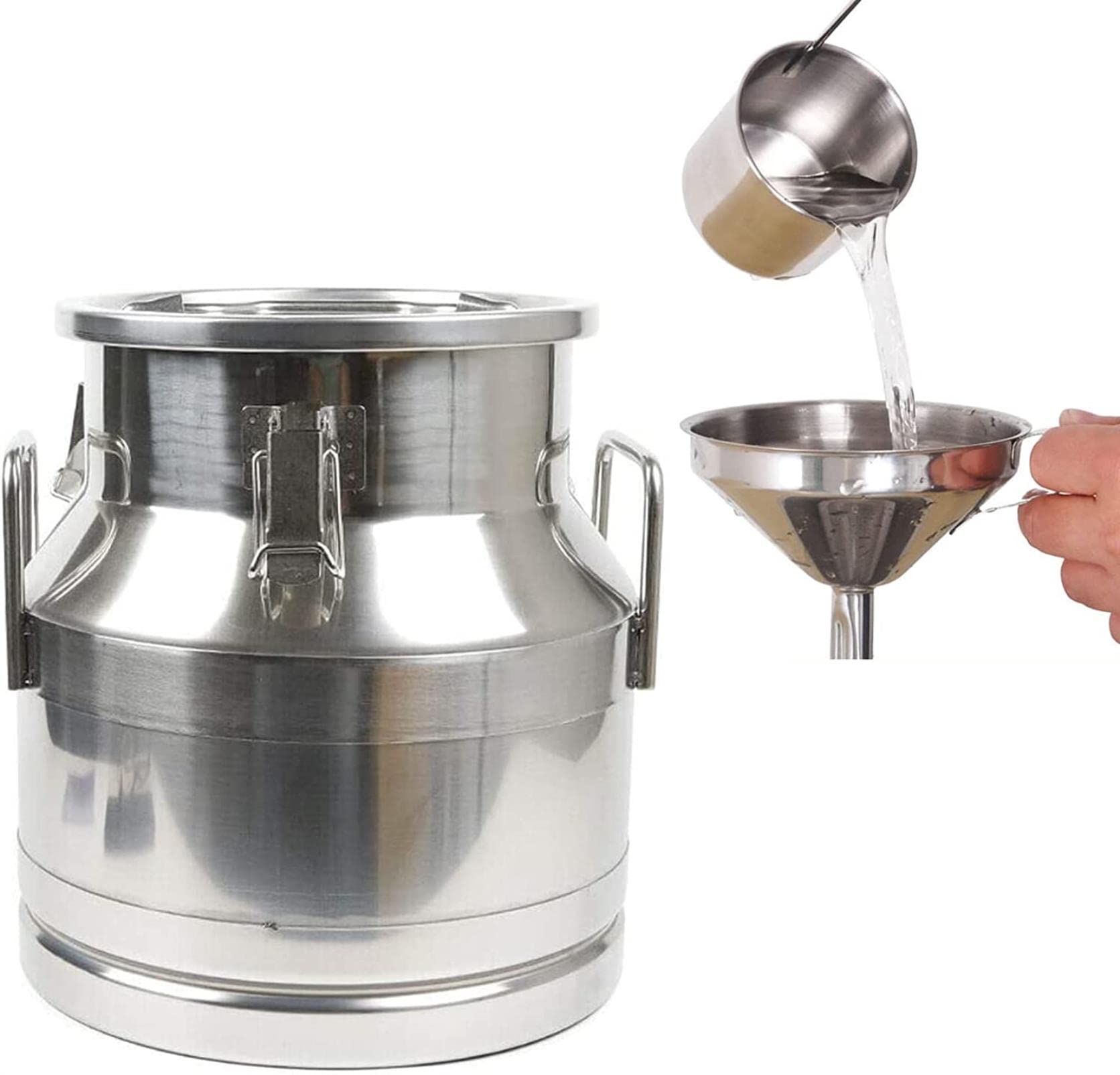 Amazon｜20L ステンレススチール ミルク輸送缶 密閉蓋付き 高耐久 ワインペール アイスバケツ オイルバレル ティーキャニスター トートジャグ 液体保存容器用 (5.3ガロン)｜保存 ...