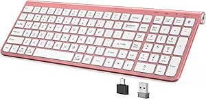 Amazon.com: JOYACCESS Pink Wireless Keyboard,USB & Type C 2-in-1 ...