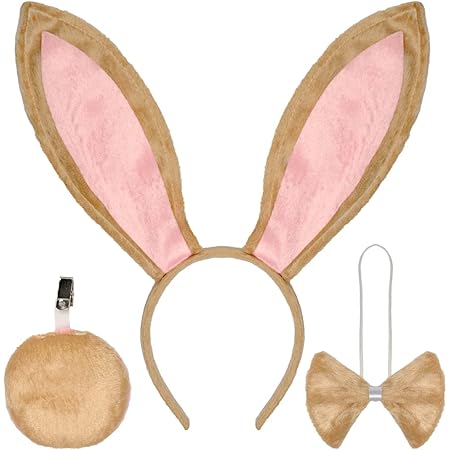 Amazon.com: Bunny Ears and Tail w/Bow - Easter Costume - Bunny Headband ...