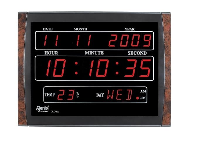 Buy Ajanta Quartz Plastic Digital Red LED Abstract Rectangle Wall Clock ...