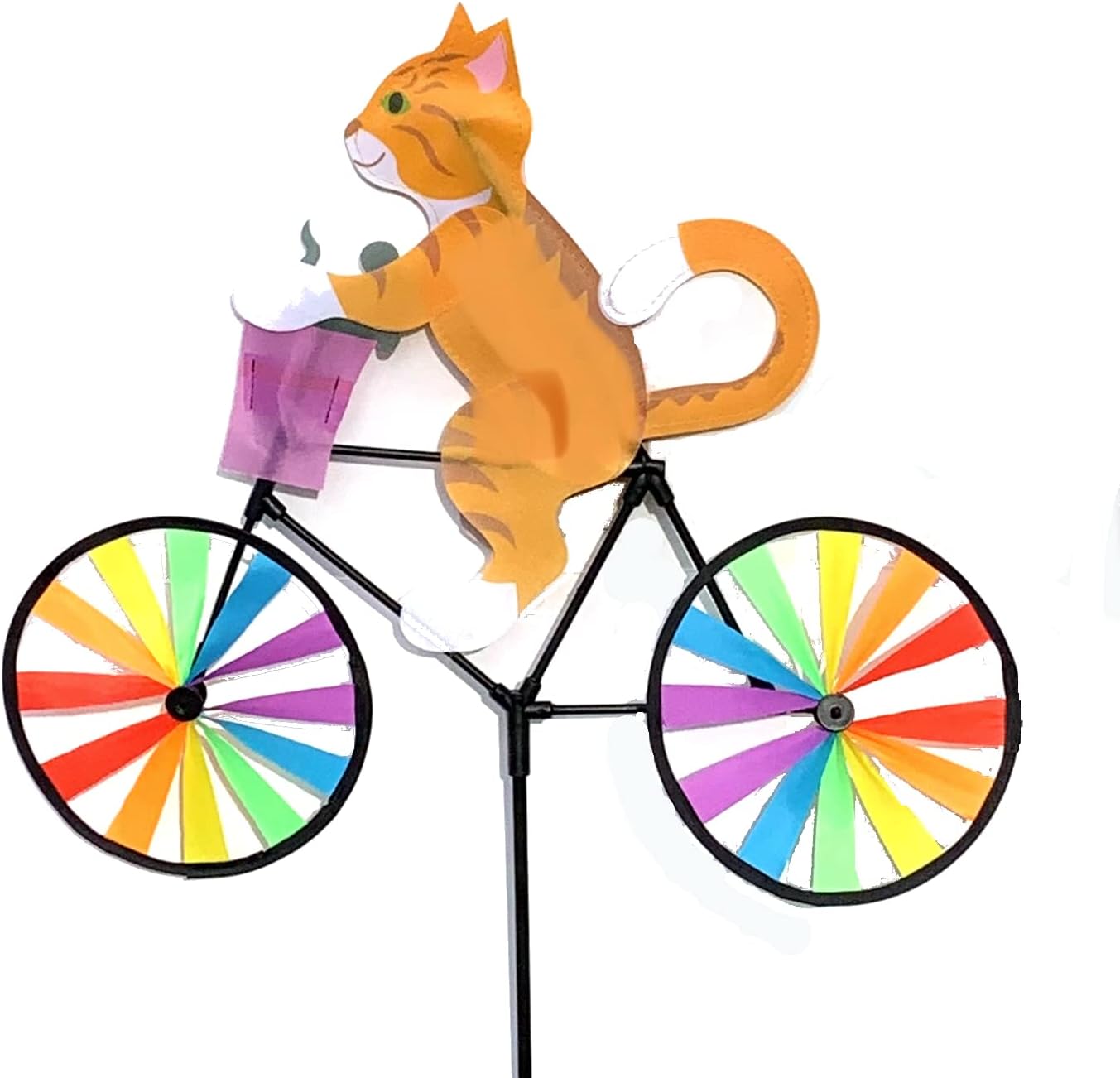 Amazon.com: Backyard Wind Spinner Yellow Tabby Cat on a Bicycle Spinner ...