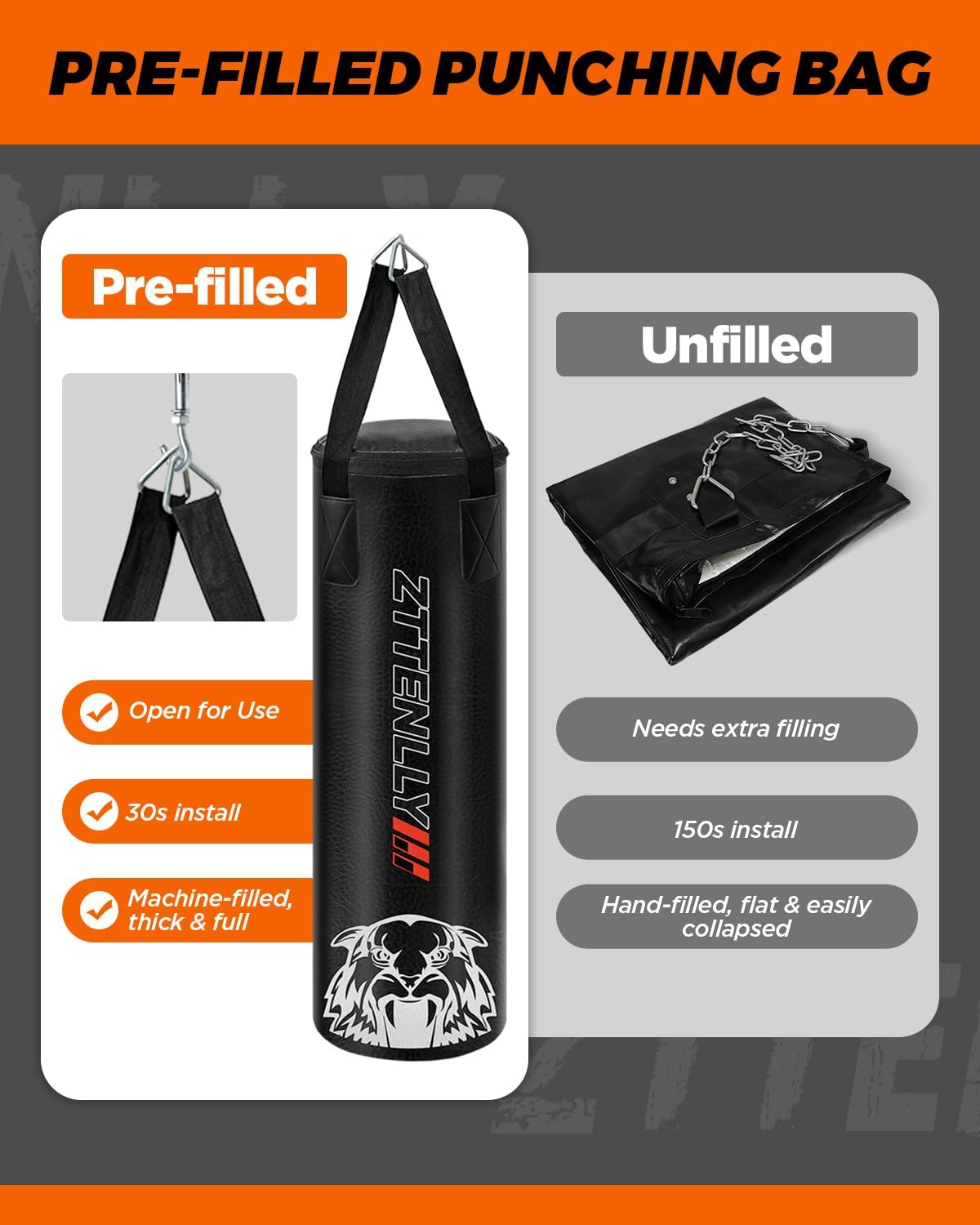 ZTTENLLY Kids Punching Bag – PU Leather & Adjustable Height Strap ...