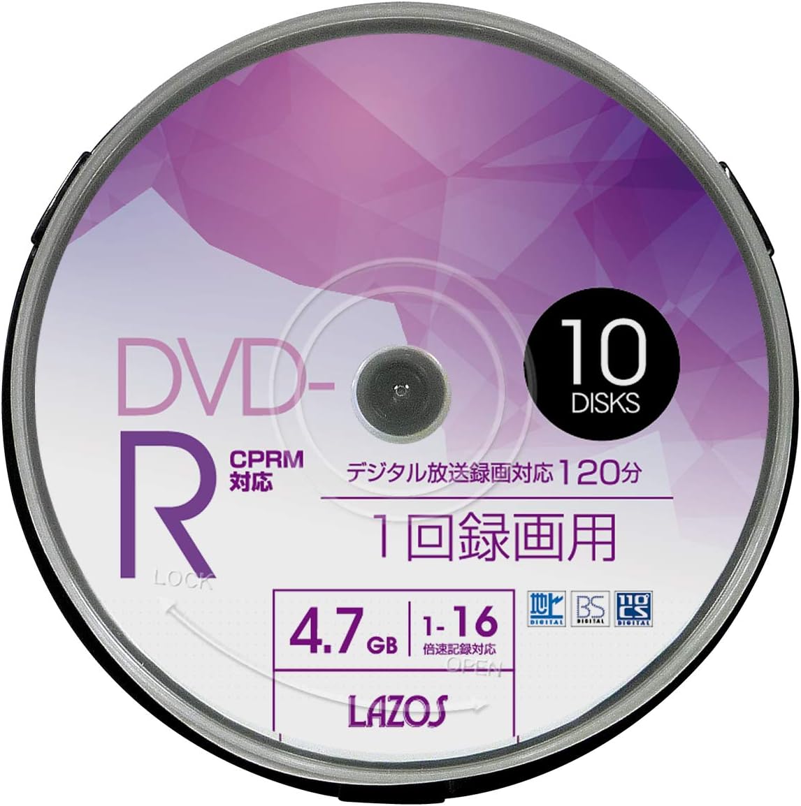 Amazon.co.jp: Lazos DVD-R 4.7 GB for VIDEO CPRM Compatible, Supports 1 ...