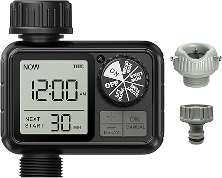 Amazon.co.jp: 散水タイマー 【2025新型人気】自動散水機 日本の蛇口に適合 ノブ制御 設定が簡単 大型液晶画面 接続部品を提供 ...