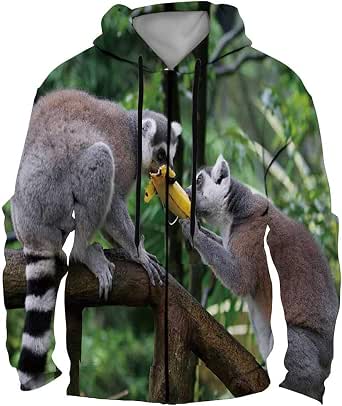 Ring-Tailed Lemurs with Banana Singapore,Mens Slim Fit Long Sleeve Zip ...