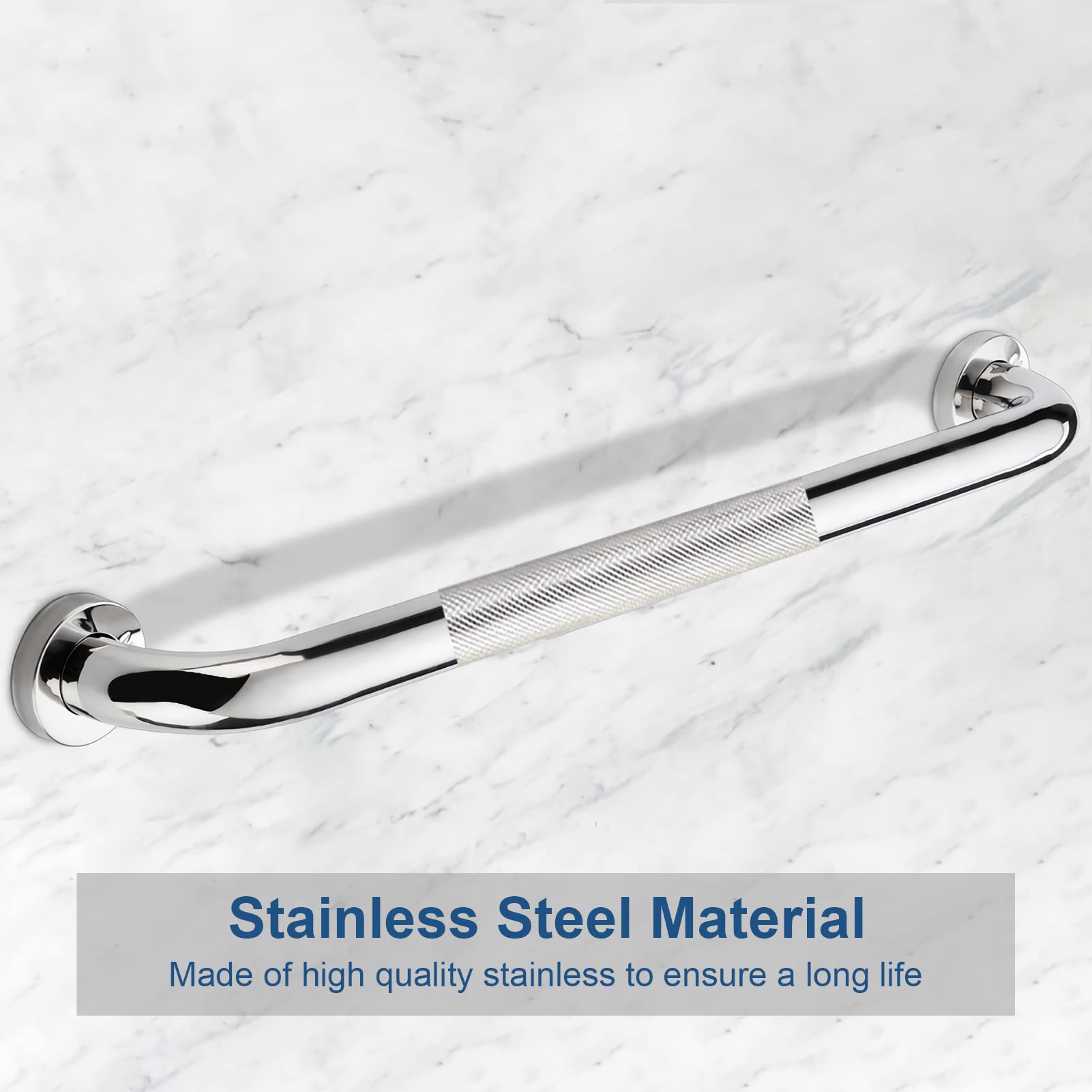 2 Pack 60cm Grab Bars for Elderly for Wall, Anti Slip Bathroom Grab ...