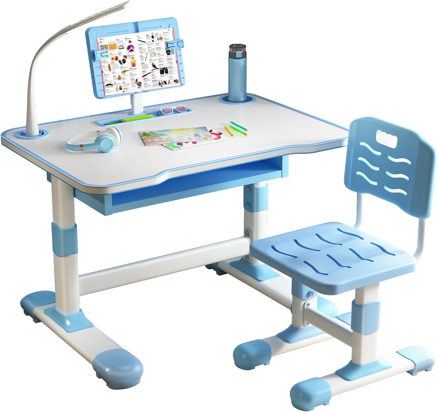 Amazon.com: Kids Study Table and Chair Set, Adjustable Art Desk Girls ...