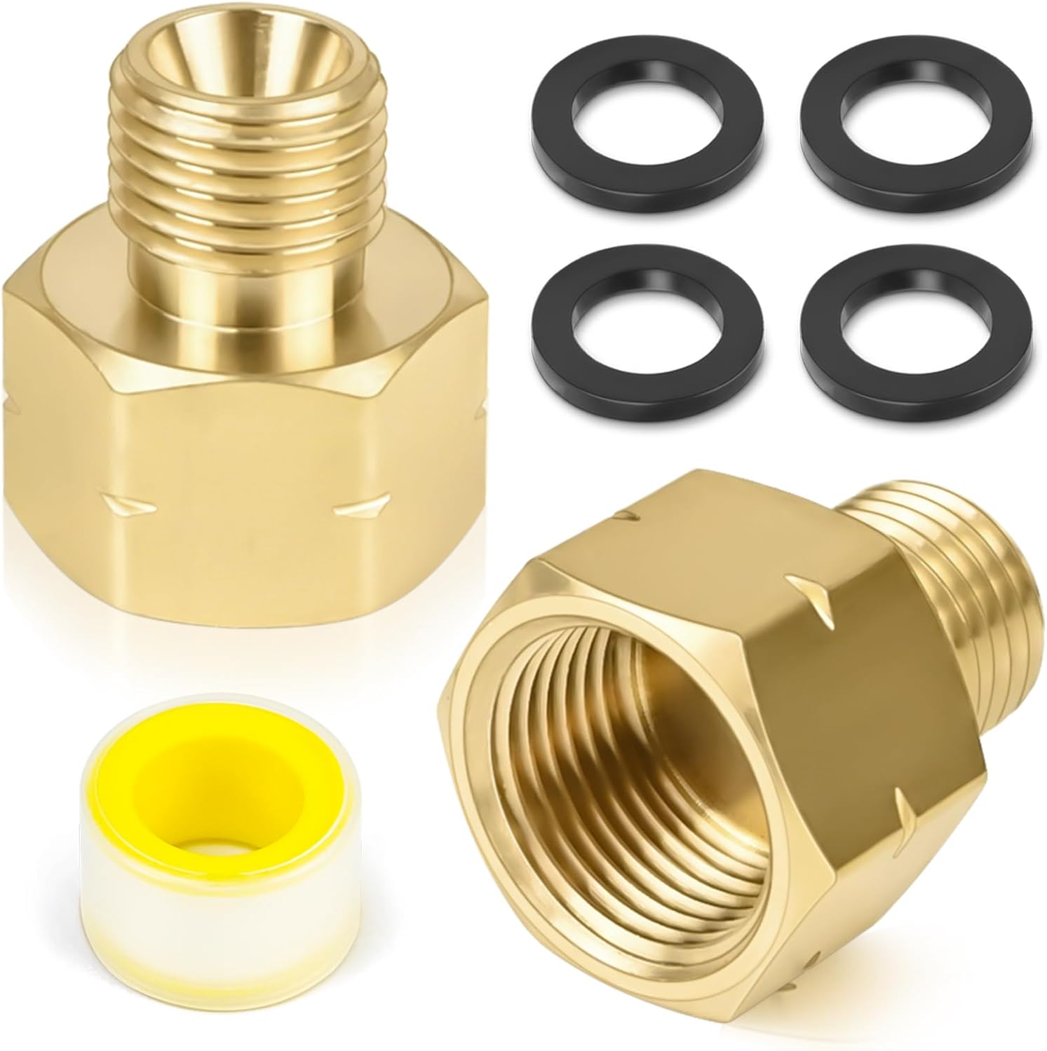 FLEXNOVA Pack of 2 gas adapters, brass gas cylinders, gas connection ...