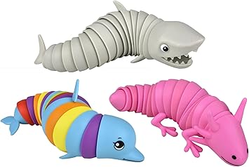 Amazon.com: Shark, Dolphin, and Axolotl Wiggle Fidget Toys - Ocean ...