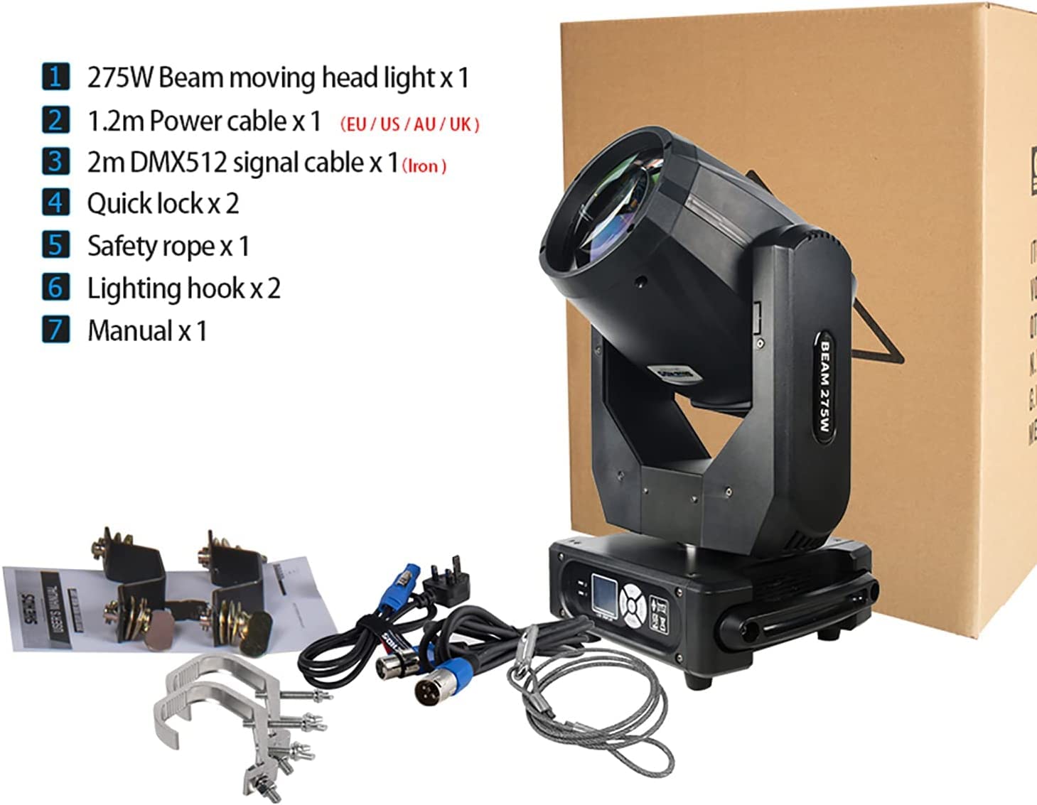 SHEHDS 275W 10R (8000K) Moving Head Stage Lights 14Gobos 14 Colors Beam ...