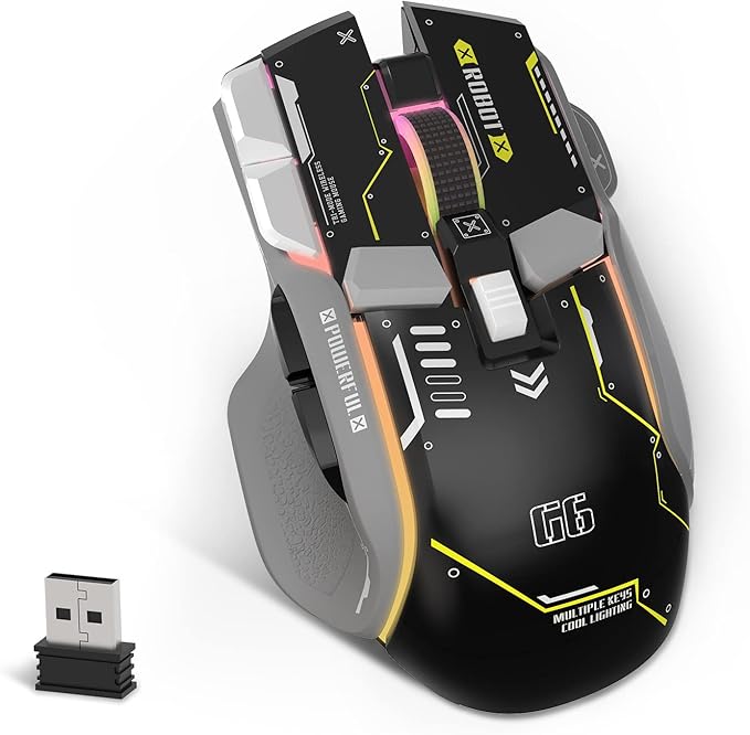KUIYN G6 Tri Mode Mouse, Type-C Wired 2.4G Wireless Bluetooth Mouse ...