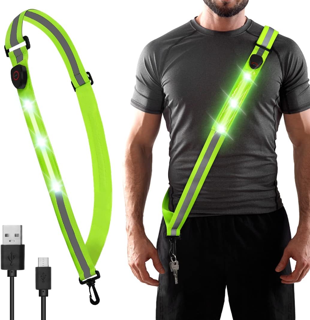 Sweetone Cinturón Reflectante, LED Bandas Reflectoras Recargable, Banda ...