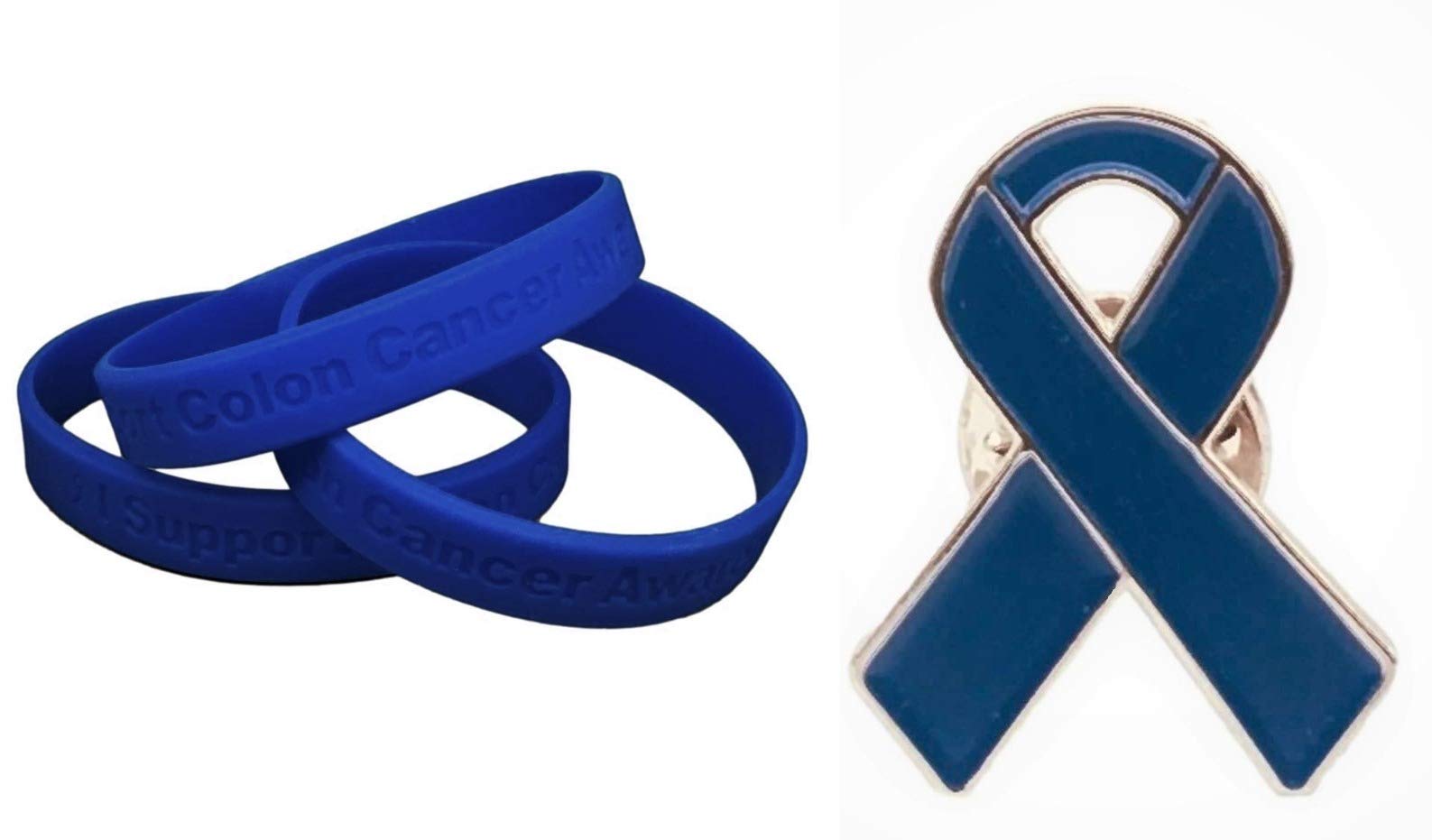 Amazon.com: 1 Blue I Support Colon Cancer Awareness Bracelet & 1Blue ...