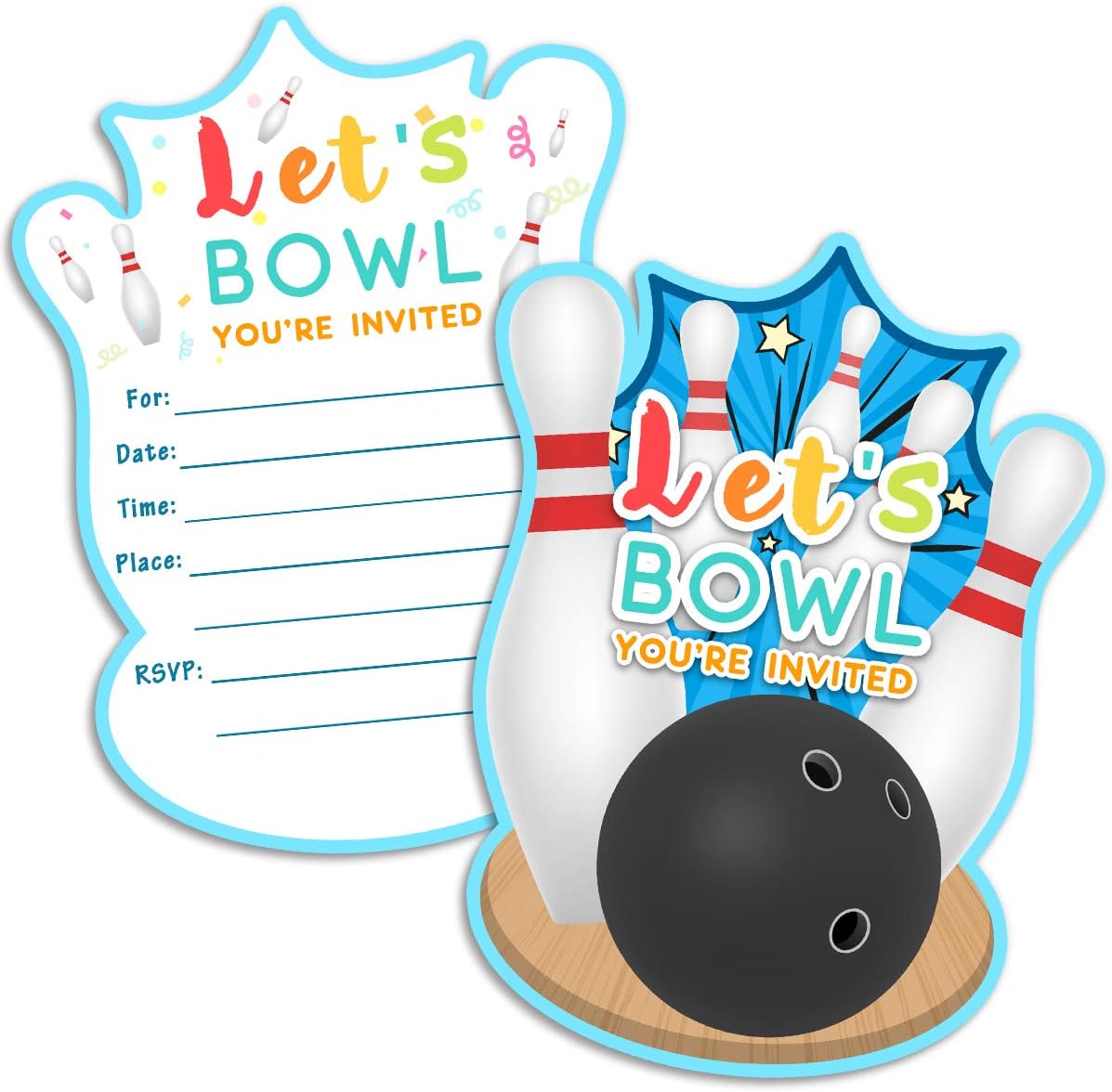 Amazon.com : Yangmics Direct 30 Bowling Birthday Party Invitations with ...