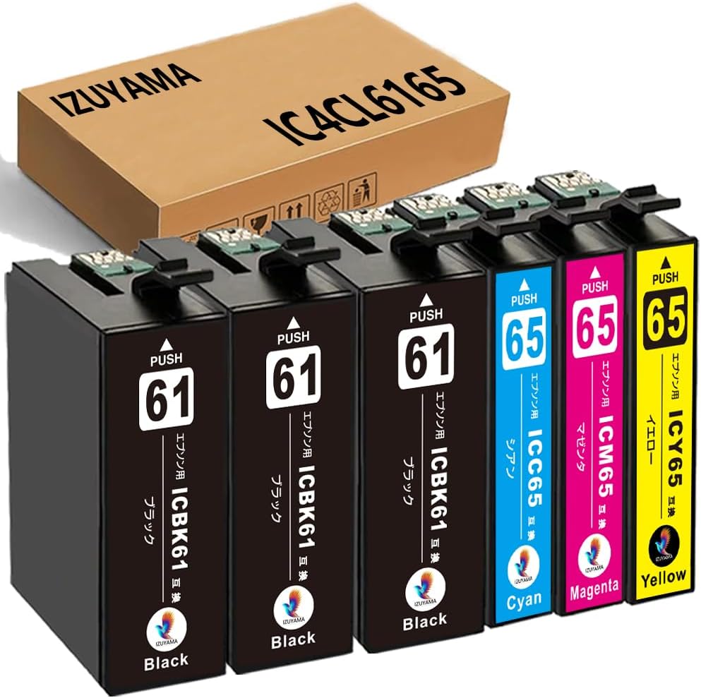 Amazon.co.jp: エプソン(Epson)用 IC4CL6165 IC61 IC65 互換インクカートリッジ【IC61/65 ICBK61×3/C/M/Y 6本セット】増量 純正品と ...