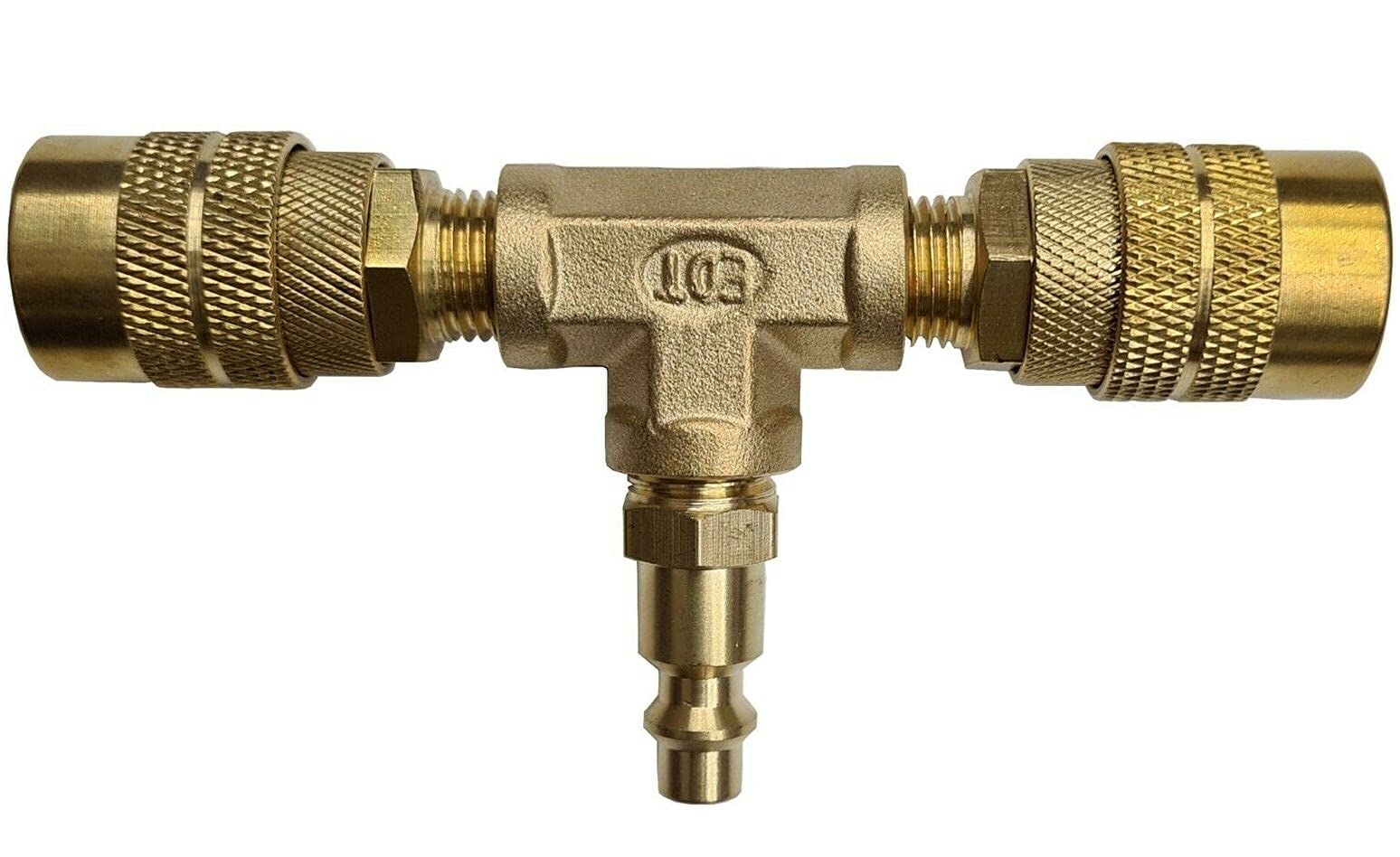 2 Way Air Hose Manifold Quick Coupler Connector Brass Fitting Adapter ...
