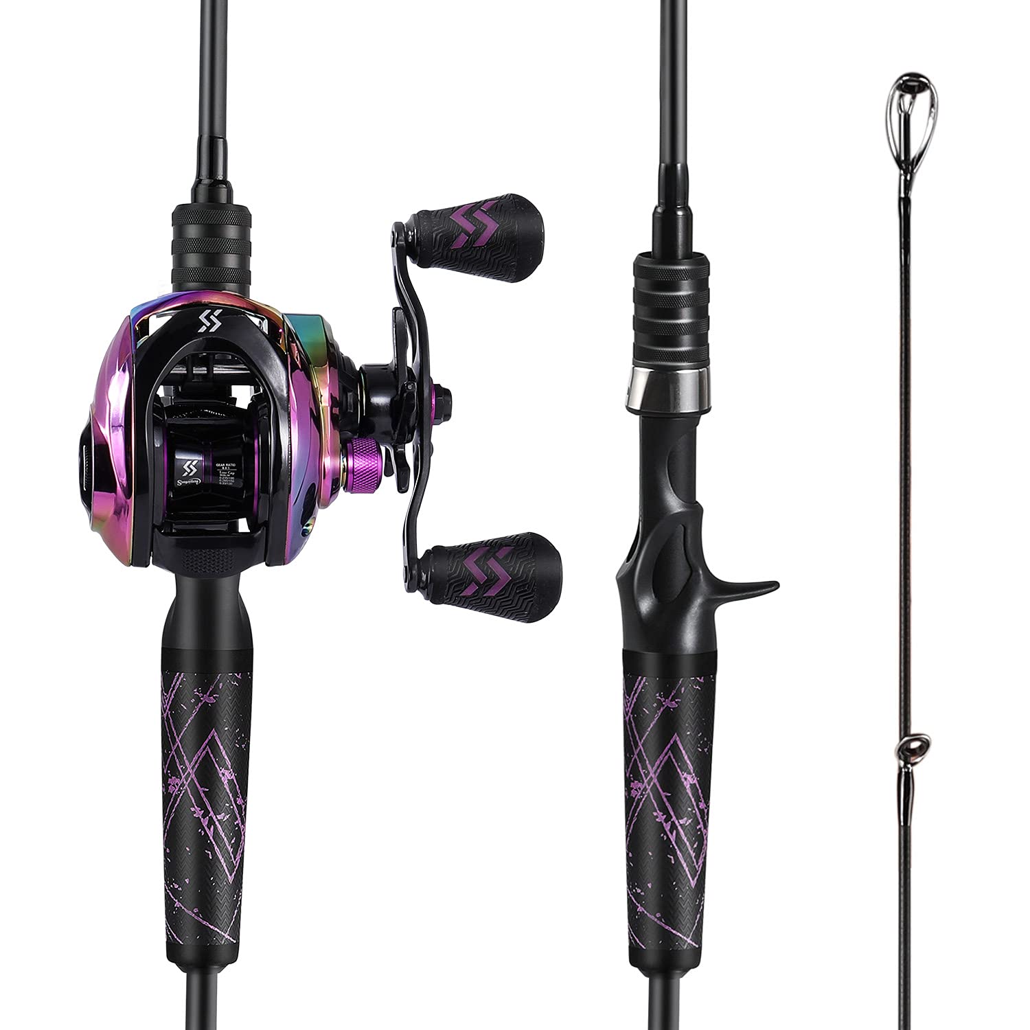One Bass Fishing Rod and Reel Combo, Medium Fast Baitcasting Combo, 24 ...