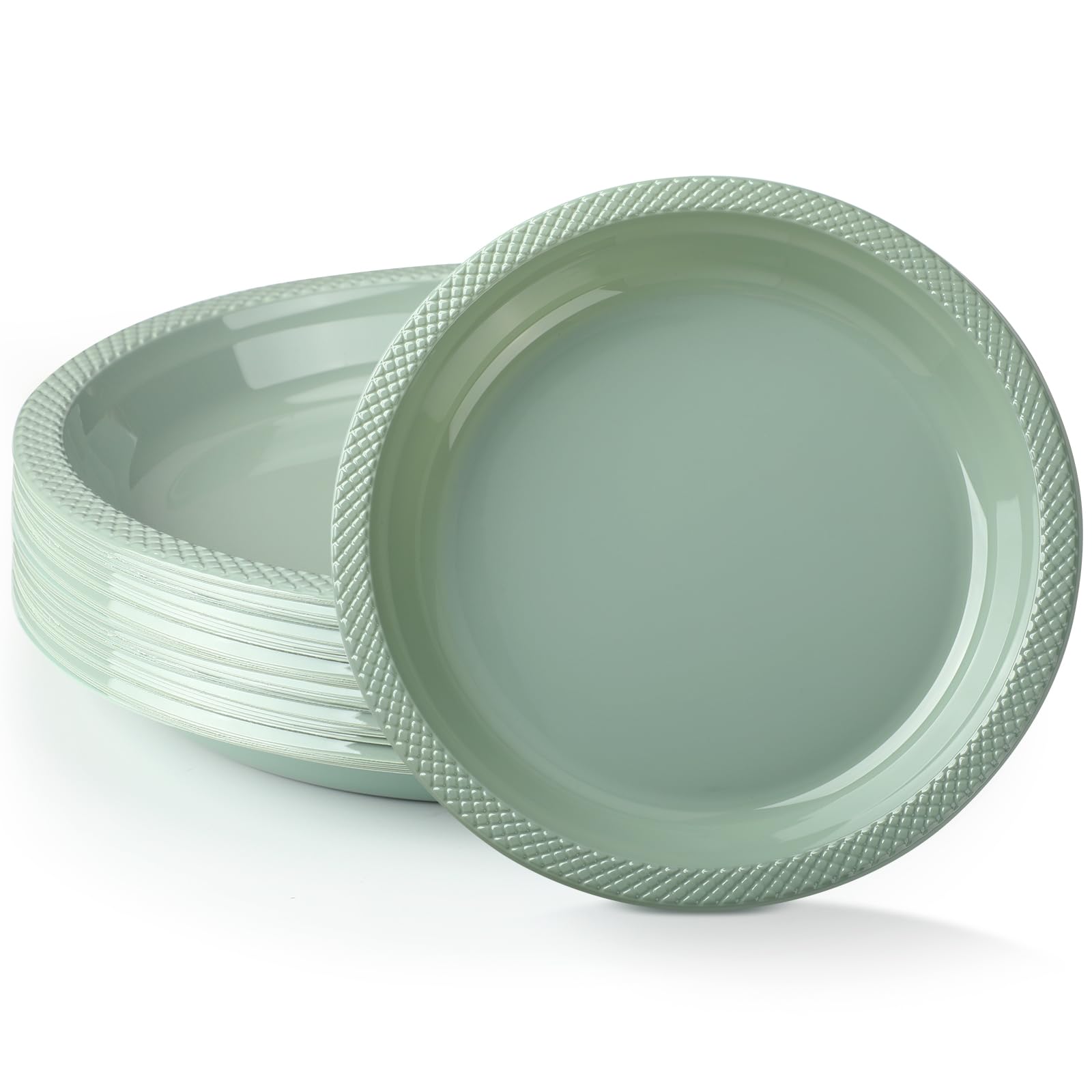 Amazon.com: Dandat 72 Pcs Sage Green Plastic Plates 9 Inch Disposable ...