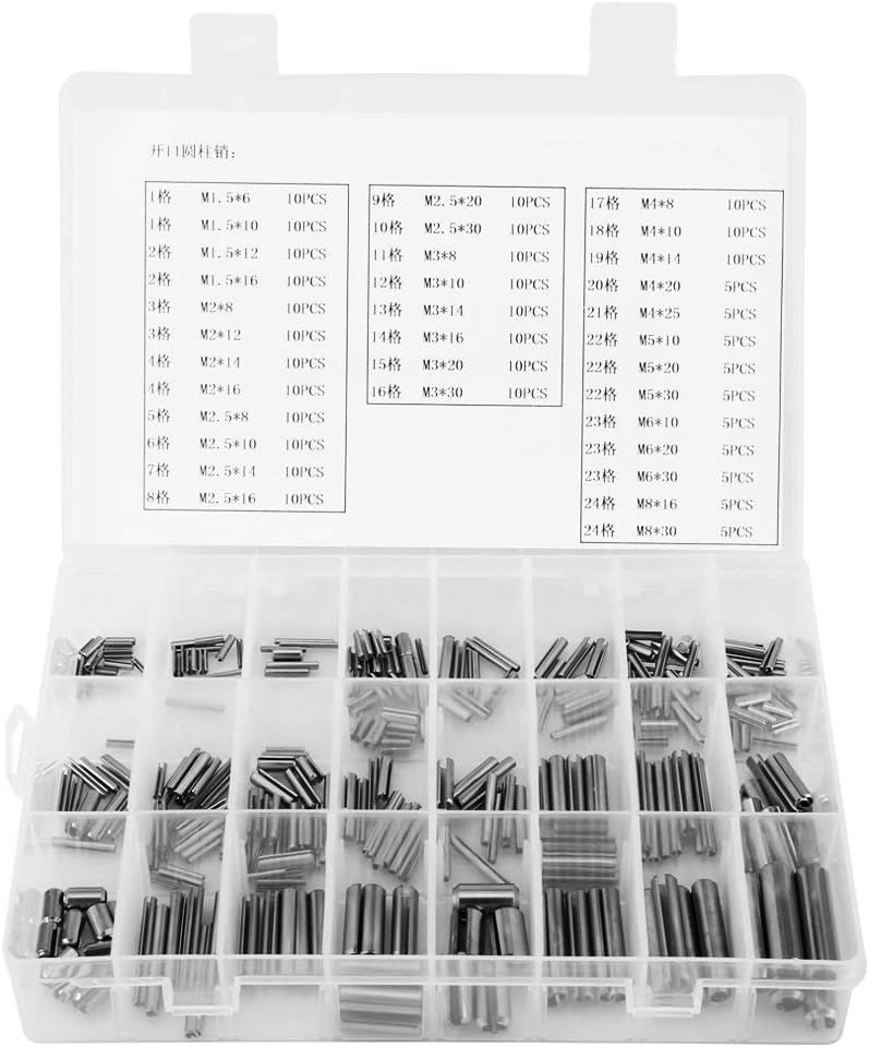 Verschiedene Federstifte, Spannstift-Sortiment-Set M1,5 M2 M2,5 M3 M4 ...
