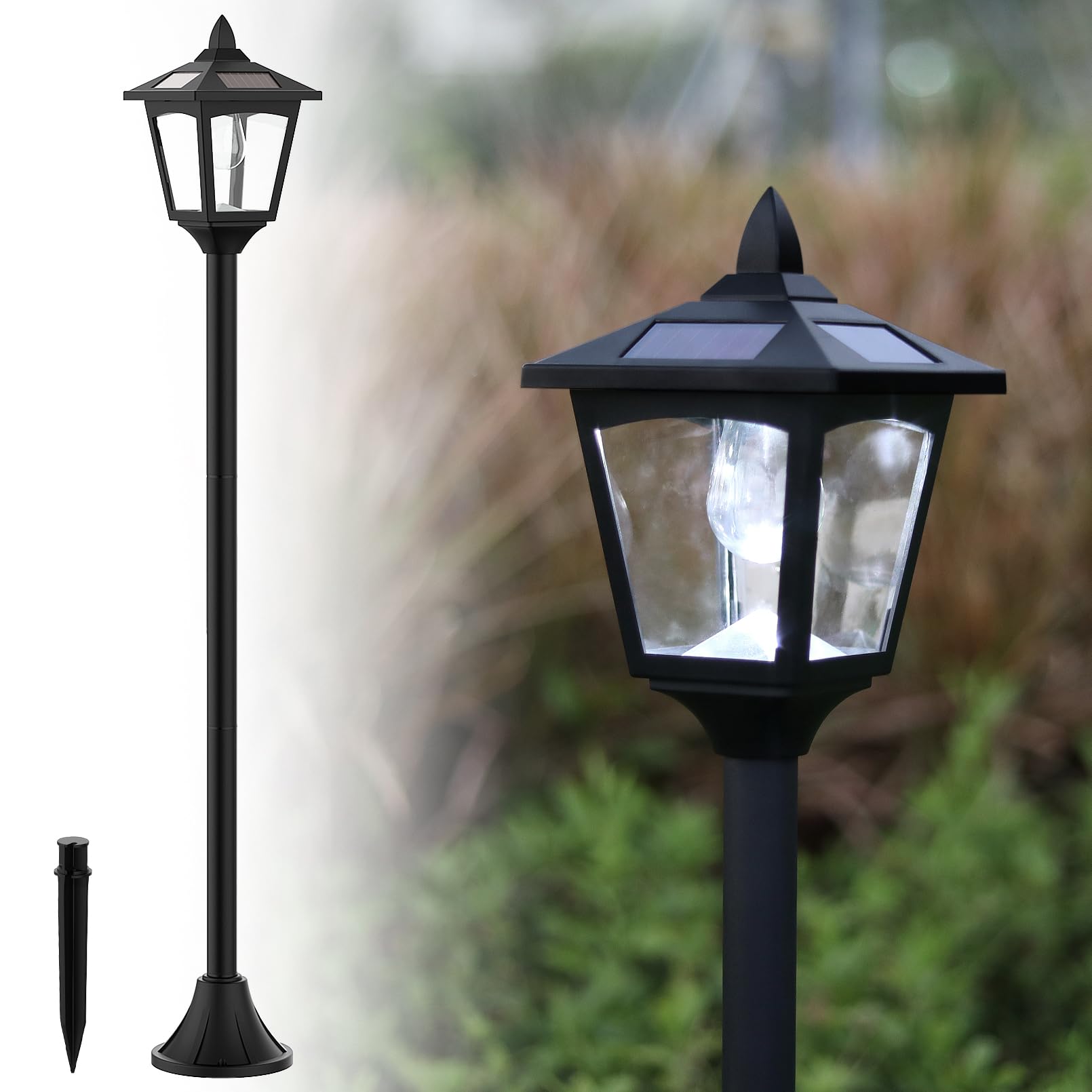 Solar Driveway Pole Lights Outdoor Lamp Post Light Hardwired Street