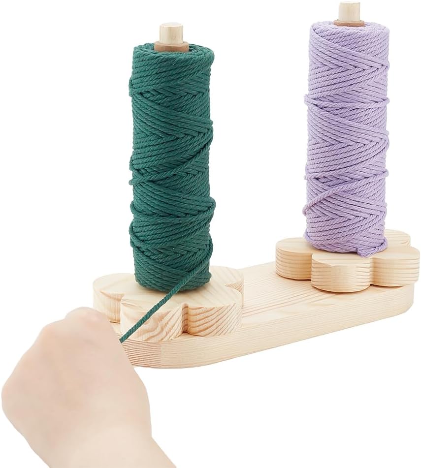 AHANDMAKER Double Wooden Yarn Holder, Wood Yarn Holder with Twirling ...
