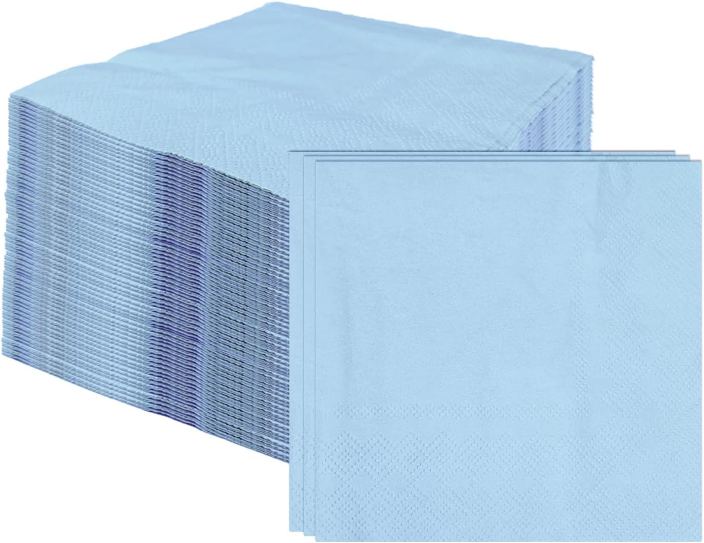 Amazon.com: 100 pcs 2-Ply Light Blue Napkins Folded 5 x 5 inch ...