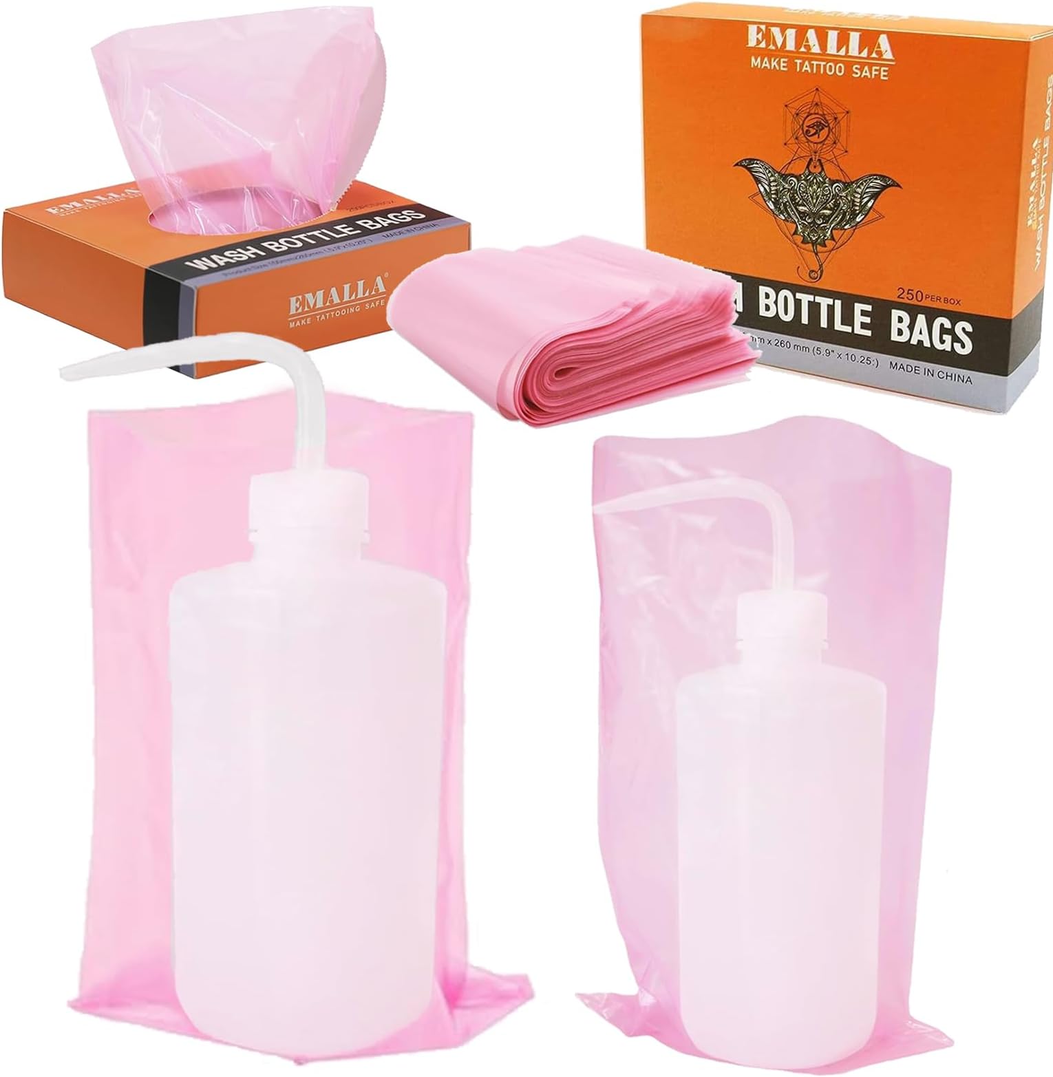 Amazon.com: Tattoo Wash Bottle Bags - LEEYUKA 250PCS Pink Squeeze ...