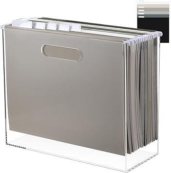 Amazon.com: Estune Acrylic File Box Organizer with 24 Pcs Hanging File ...
