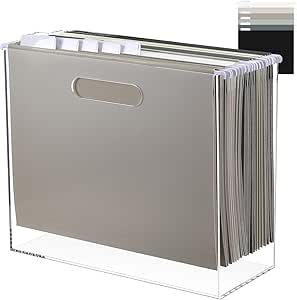 Amazon.com: Estune Acrylic File Box Organizer with 24 Pcs Hanging File ...