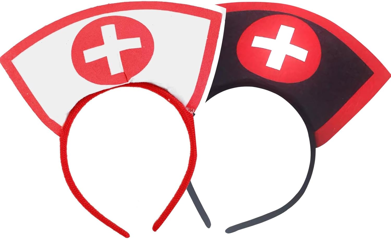 Amazon.com: DONCIDAY 2 Pieces Nurse Hat Costume Halloween Red Cross Cap ...