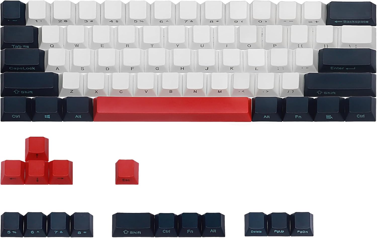HZYZ PBT Keycaps 60 percent Keyset Side Printed 61 68 Keycap Set Thick ...
