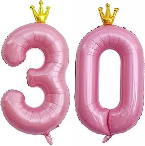 Amazon.com: 40 Inch Number 30 Balloons Pink, 30th Birthday Decorations ...
