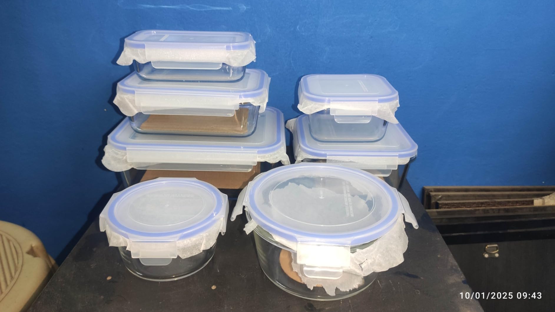 Amazon Brand - Solimo Rectangular Glass Storage Container Set, Set of 7 ...