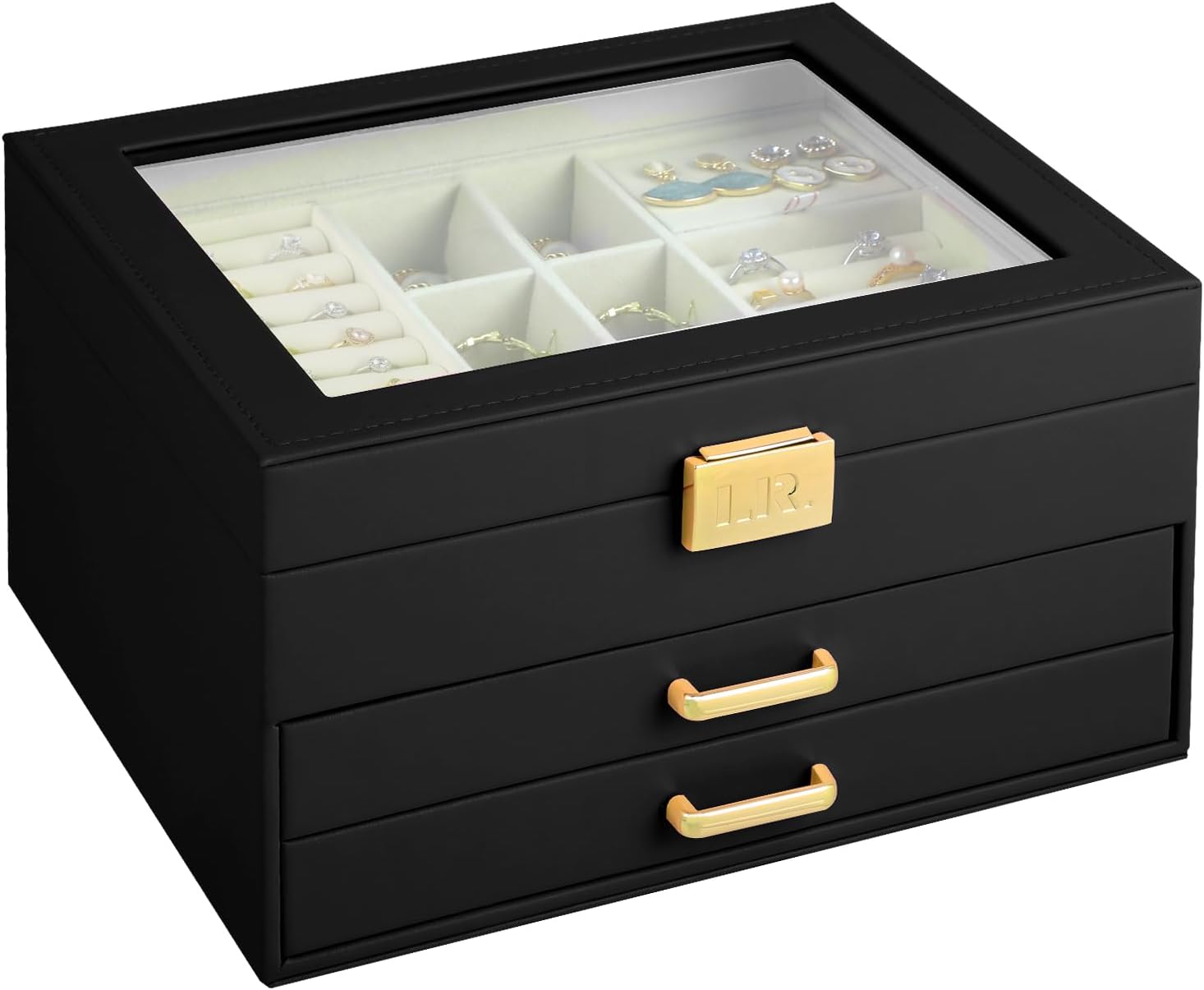Amazon.com: Lruffen Jewelry Box For Women - 3 Layer Jewelry Organizer ...
