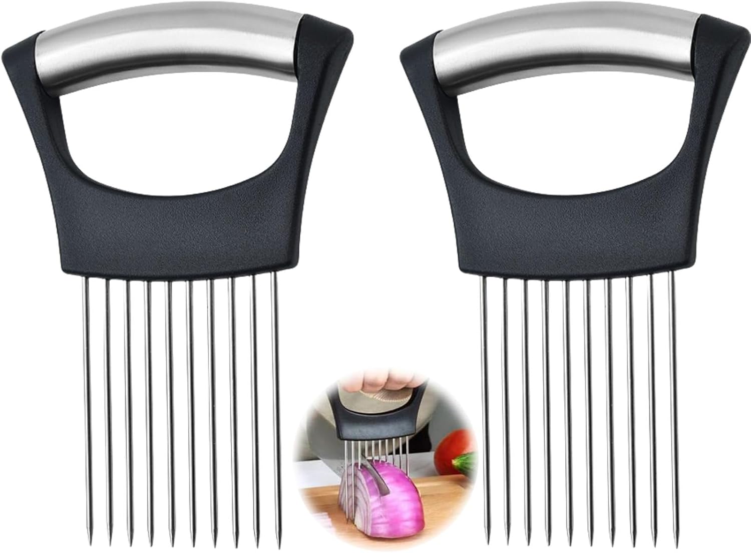 Amazon.com: SNSZNMY Onion Holder for Slicing, Upgrade Stainless Steel ...