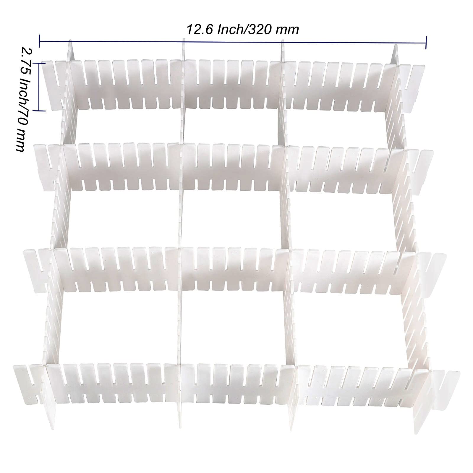 72 Pieces DIY Plastic Grid Drawer Organizer, 12.6 Inch Plastic Grid ...