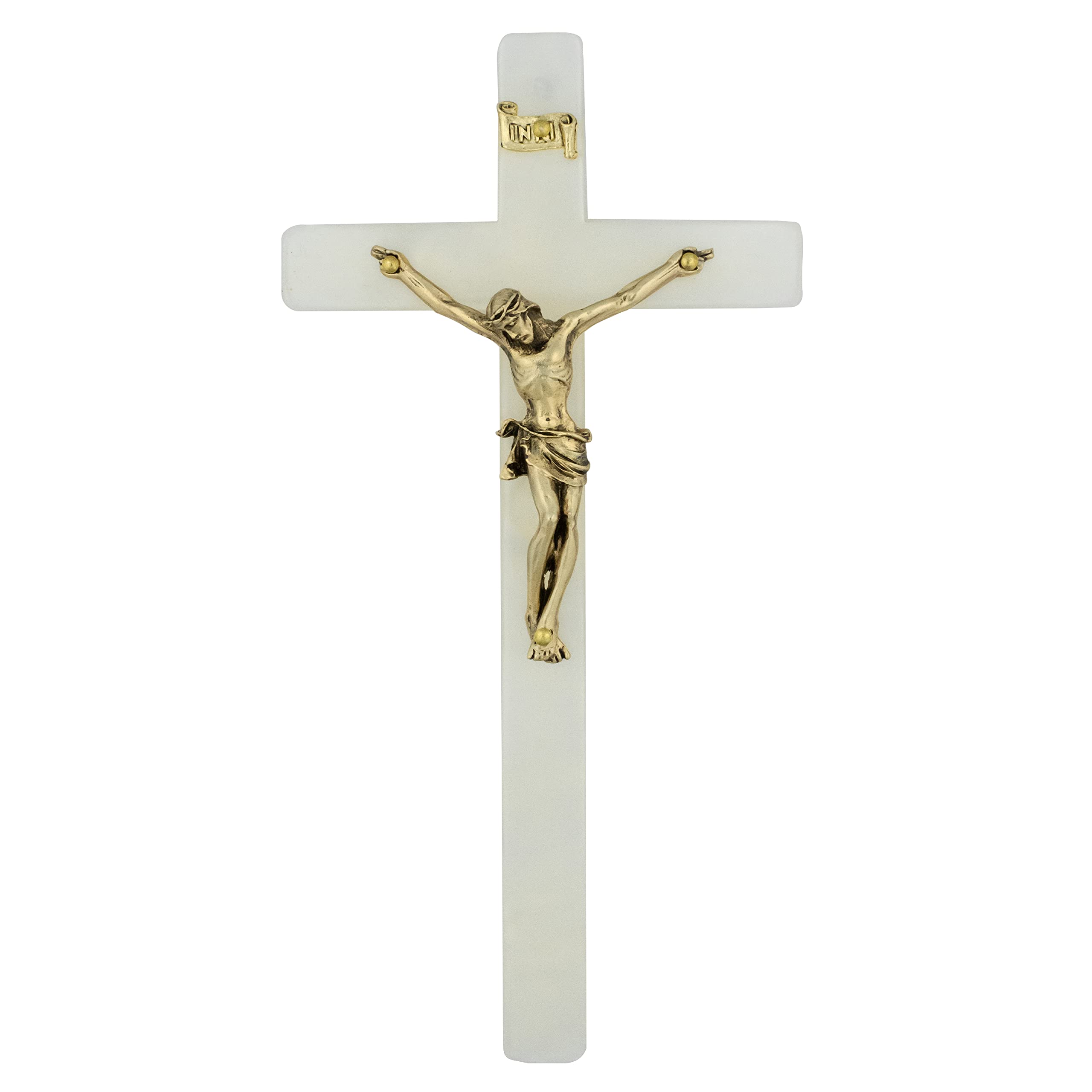 Amazon.com: Iridescent Pearlized Resin Wall Crucifix with Gold-Tone ...