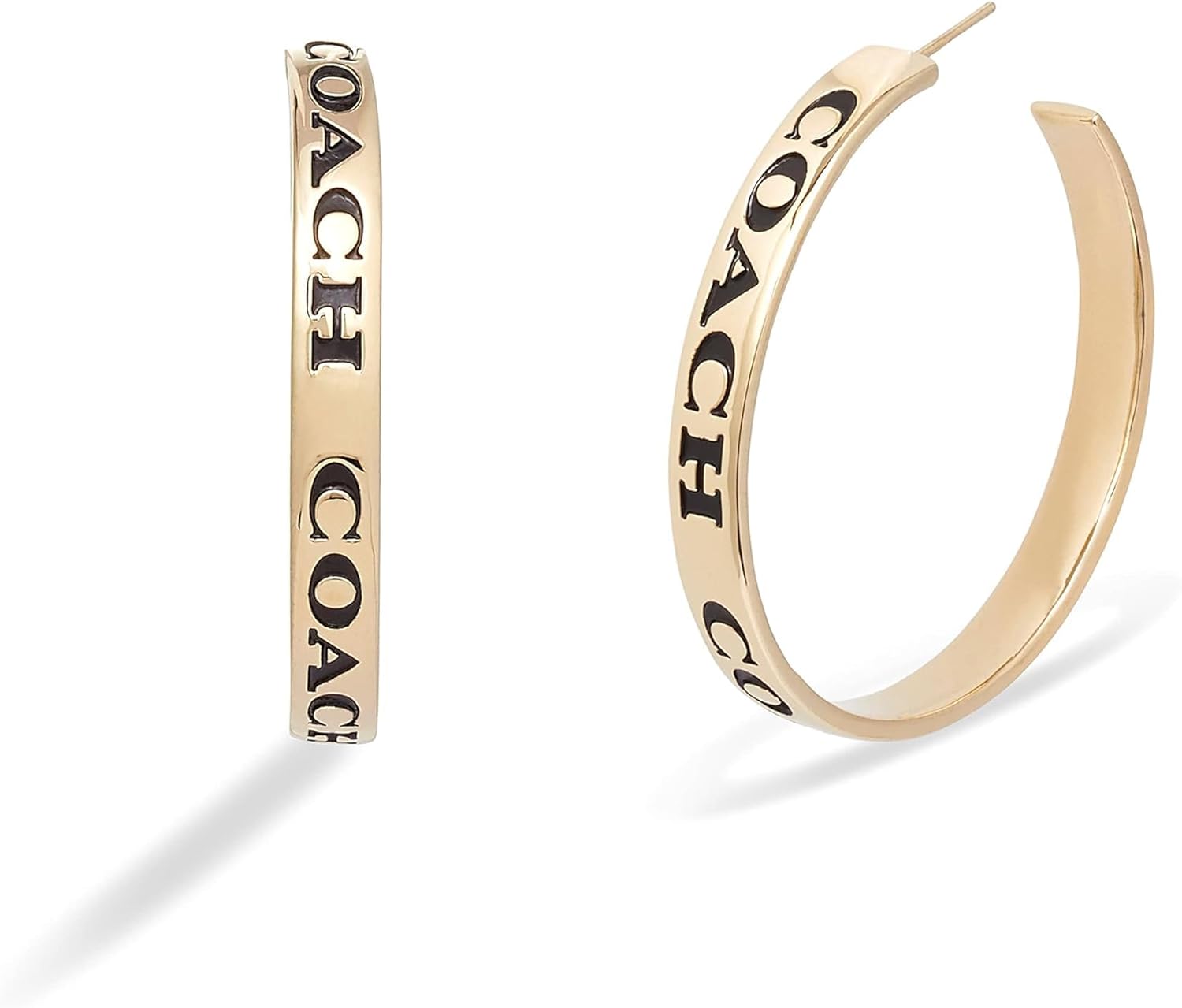 Amazon.com: COACH Signature Logo Hoop Earrings Two-Tone One Size: Clothing, Shoes & Jewelry