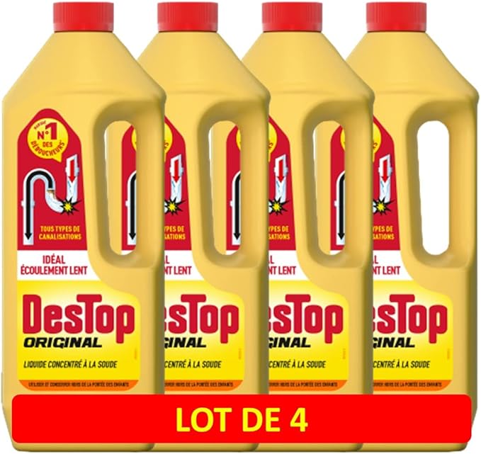 DESTOP Lot de 4 Gels Déboucheur Canalisation Liquide - 1L : Amazon.fr ...