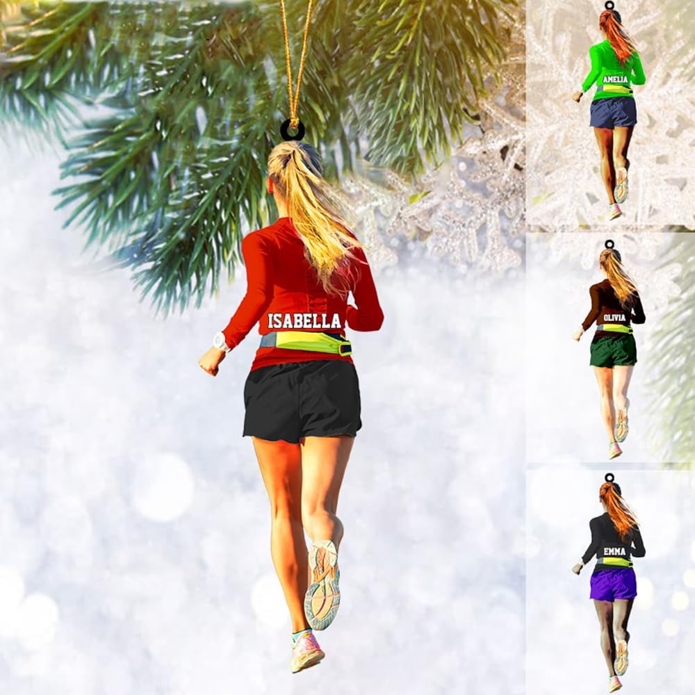 Amazon.com: Personalized Female Runner Ornament, Custom Marathon ...