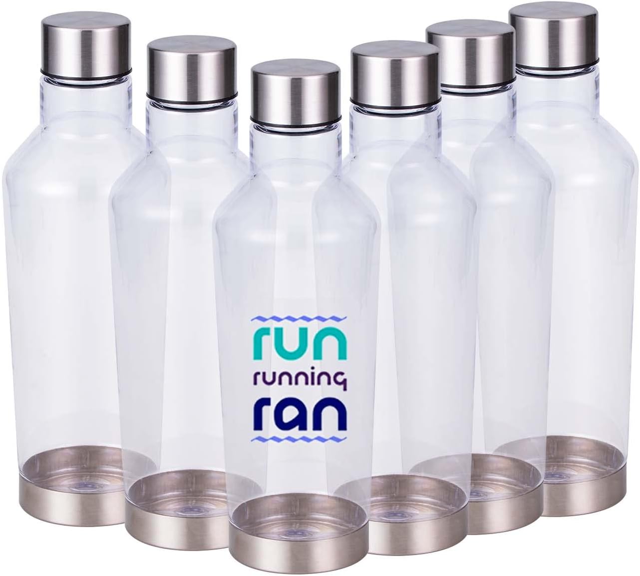 Amazon.com: 6 Pack Clear Water Bottles Bulk, 24oz Reusable Plastic ...