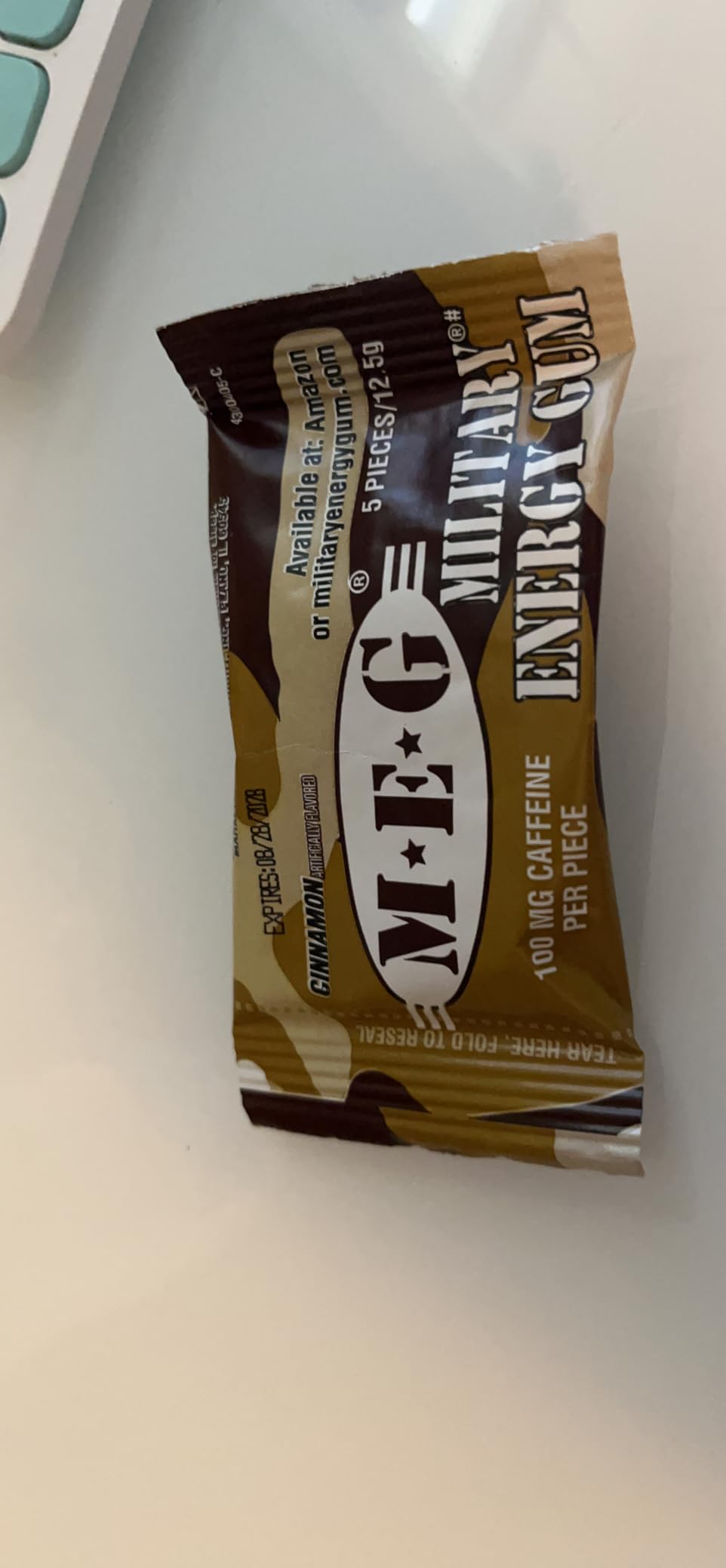Amazon.com : MEG - Military Energy Gum | 100mg of Caffeine Per Piece ...