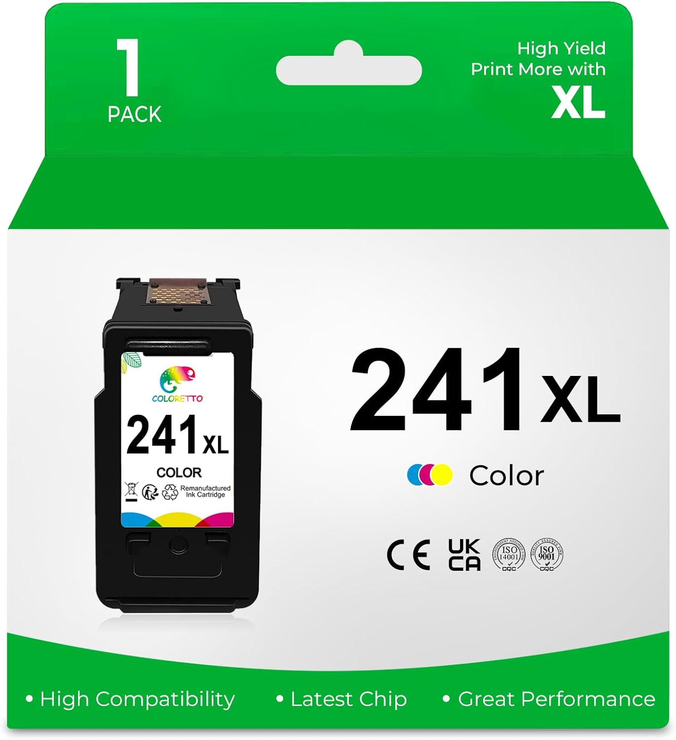 COLORETTO 241 XL Color Ink Cartridge for Canon Pixma MX532 MX472 MX470 MX452 MX432 MG3620 MG3600 ...