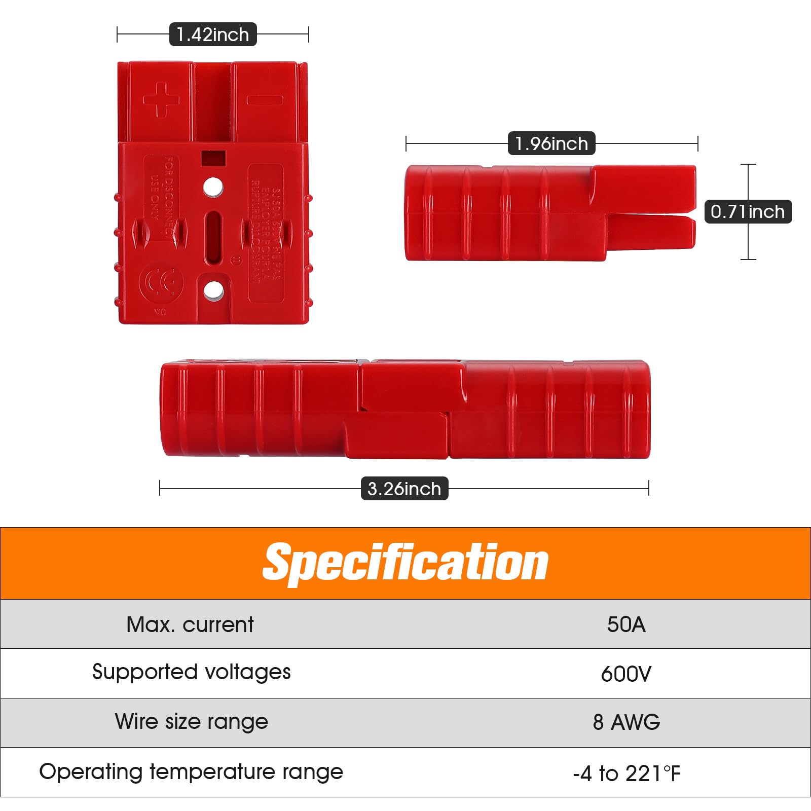 Snapklik.com : Micrl 10 Pcs 8 Gauge 50 Amp Battery Quick Connect ...