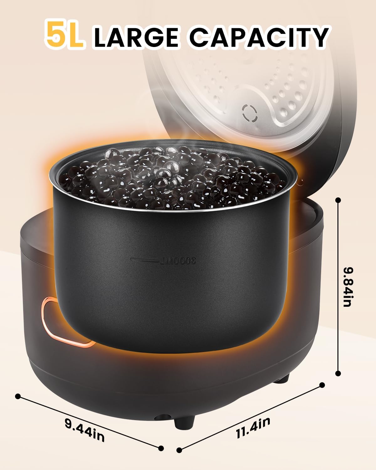 YJINGRUI 5L Automatic Pearl Tapioca Cooker for Boba Tea & Bubble Tea in ...