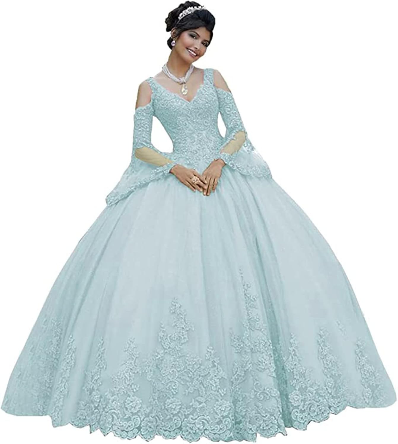 Yukale Vestido de fiesta de manga larga para mujer, vestido de ...