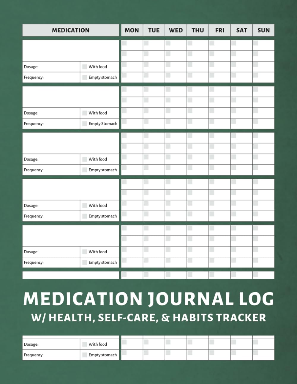 Medication Journal Log: Weekly Medication Tracker to Record Your ...