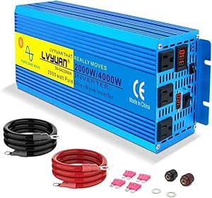 Amazon.com: LVYUAN 2000 Watt Pure Sine Wave Inverter 12V to 110V 120V DC to AC with 3 AC Sockets ...