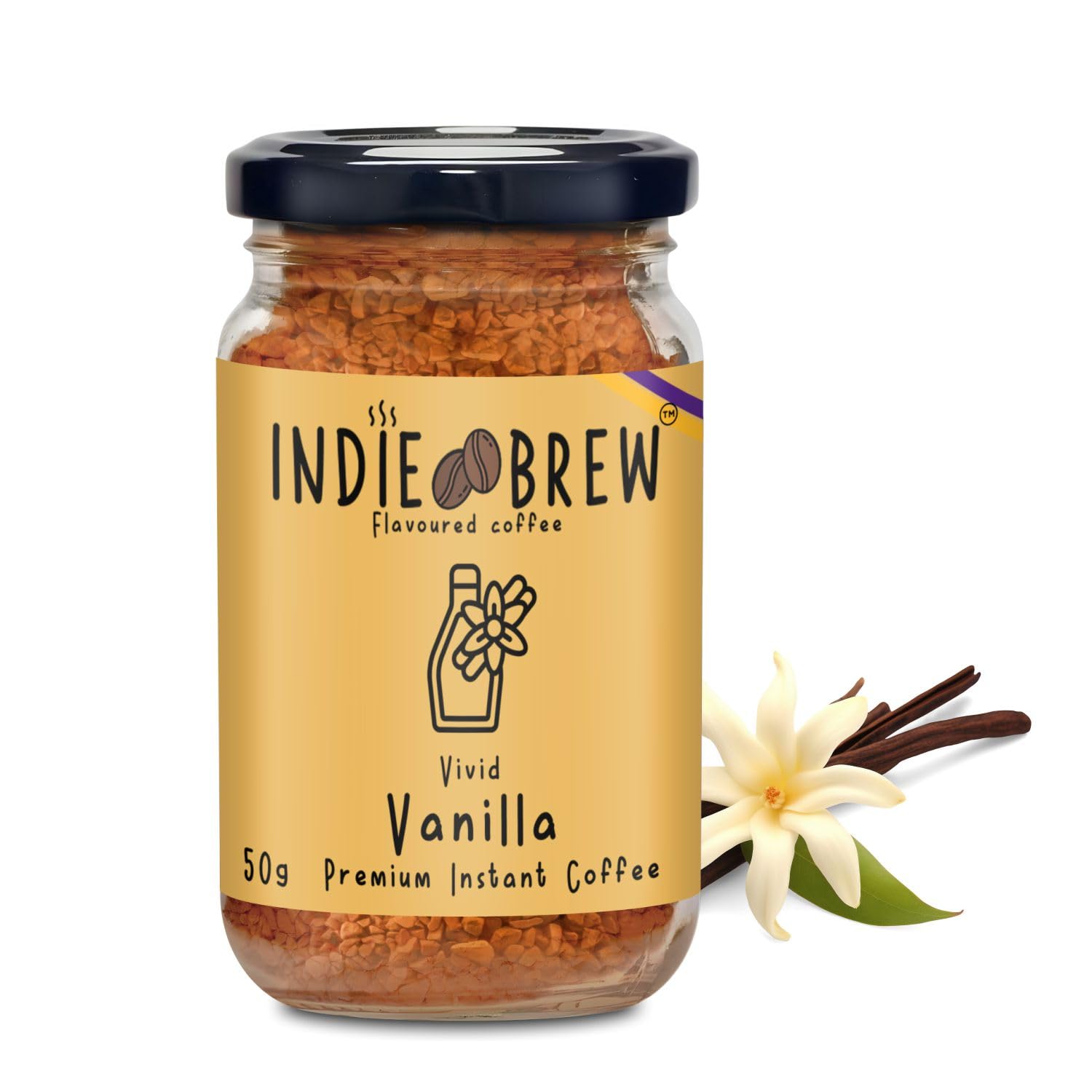 Indie Brew Vanilla coffee, 100% arabica coffee, Freeze dried flavoured ...